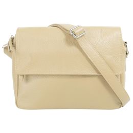Samantha Look Damen Umh&auml;ngetasche, beige, Leder, unifarben, Taschen, echt Leder, Made in Italy
