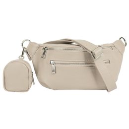 Samantha Look Damen G&uuml;rteltasche, beige, Leder, leicht gl&auml;nzend, unifarben, Taschen, echt Leder, Made in Italy