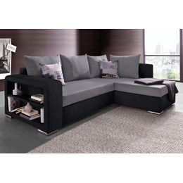 Ecksofa Collection AB, B:226cm H:85cm T:160cm, schwarz, Zierkissen: 100% Polyester;Struktur (100% Polyester);Kunstleder SOFTLUX / Struktur (80%