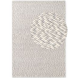 Wollteppich ELLE DECORATION, B:140cm H:10mm L:200cm, grau, Wolle, Wohnzimmer, Teppiche, "Beans", Handweb Teppich Wolle, Perlenstruktur, Wohnzimmer,