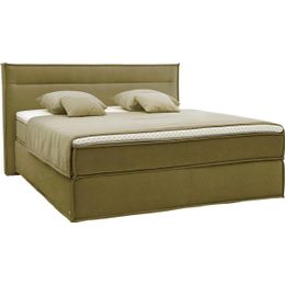 Boxspringbett Musterring, B:200cm L:215cm, gelb, Komplettbetten, "JustB SC100", schwebende Optik, inklusive Topper, verschiedene Farben, 180 x 200 cm