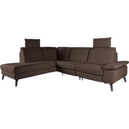 Ecksofa Alina, B:267cm H:118cm T:210cm, braun, Struktur GBA (100% Polyester), Wohnzimmer, Sofas, inkl. Kopfst&uuml;tzen, wahlweise mit Relaxfunktion,