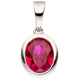Jobo Damen Kettenanh&auml;nger "Anh&auml;nger oval rot 14 mm", Silber 925 (Sterlingsilber)rot, rot, Silber 925 (Sterlingsilber), Schmuckanh&auml;nger, 925 Silber