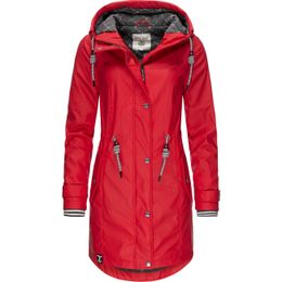 PEAK TIME Damen Regenjacke "L60042", rot, Gr. XS, Obermaterial: 100% Polyurethan; Futter 1: 100% Polyester; Futter 2: 60% Baumwolle, 40% Polyester;