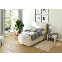 Polsterbett Maintal, B:107cm L:215cm, beige, Struktur fein (100% Polyester), Betten, "Lyara", wahlweise ohne Matratze oder mit 3 Matratzenarten zur