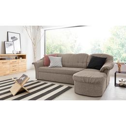 Ecksofa DOMO collection, B:238cm H:82cm T:141cm, braun, 100% Polyester, Wohnzimmer, Sofas, "Pegnitz, elegante R&uuml;ckensteppung, kompakte Stellma&szlig;e