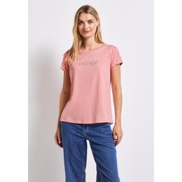 Street One Damen T-Shirtblush peach, Gr. 36, bedruckt, Web, 50% Baumwolle, 50% Modal, Shirts, mit Rundhalsausschnitt