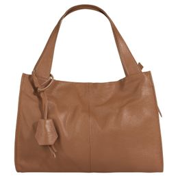CLUTY Damen Shopper, braun, Leder, leicht gl&auml;nzend, unifarben, Taschen, echt Leder, Made in Italy