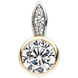 Kettenanh&auml;nger Jobo "Anh&auml;nger", gelbgold 375, Schmuckanh&auml;nger, Damen, Gelbgold 375, Kettenanh&auml;nger, 375 Gold bicolor mit 4 Zirkonia