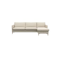 Ecksofa FLEXLUX, B:247cm H:85cm T:92cm, wei&szlig;, 100% Echteder, Wohnzimmer, Sofas, "Fiore, super Sitzkomfort durch Kaltschaum im Sitz, L-Form", schmale
