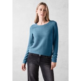 Cecil Damen Langarmshirt, blau, Gr. XXL, unifarben, Stoff, 67% Viskose, 28% Polyester, 5% Elasthan, Shirts, mit Materialmix