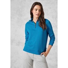 Cecil Damen Sweatshirt, blau, Gr. XXL, unifarben, Web, 80% Baumwolle, 20% Polyester, Sweatshirts, im soften Baumwoll-Mix