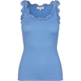 rosemunde Damen Spitzentop "Babette Silk Top", Gr. L, blau, Feinstrick, Obermaterial: 70% Seide, 30% Baumwolle, unifarben, Tops,