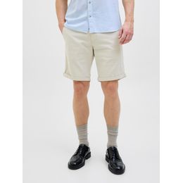Jack & Jones JACK & JONES Herren Chinoshorts "JPSTFURY JJSHORTS ANA SN", grau, Gr. M, unifarben, Web, Obermaterial: 98% Baumwolle, 2% Elasthan, Hosen, mit Taschen