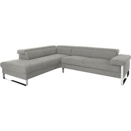 Ecksofa W.Schillig, B:281cm H:71cm T:230cm, grau, Flachgewebe S22 (100% Polyester);Stoff S37 (100% Polyester);Longlife Xtra-Leder Z59: Glattleder mit