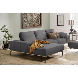 Ecksofa W.Schillig, B:299cm H:88cm T:178cm, grau, Longlife Xtra-Leder Z73: Naturwalkleder der Luxusklasse aus den erlesensten Rohh&auml;uten. Hautst&auml;rke