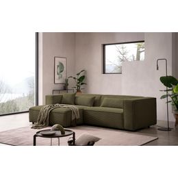 Ecksofa, B:267cm H:66cm T:167cm, gr&uuml;n, LeGer Home by Lena Gercke, 100% Polyester, Wohnzimmer, Sofas, "PIARA mit Kedernaht, Cord, Leinenoptik o.