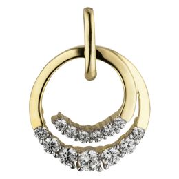 Kettenanh&auml;nger Jobo "Anh&auml;nger rund Goldanh&auml;nger 19 mm", gelbgold 333, wei&szlig;, Schmuckanh&auml;nger, Damen, Gelbgold 333, Kettenanh&auml;nger, 333 Gold mit 13 Zirkonia