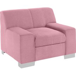 Sessel DOMO collection, B:101cm H:74cm T:85cm, rosa, Feinstruktur (100% Polyester);Luxus-Microfaser (100% Polyester);Struktur fein (100% Polyester),
