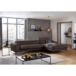 Ecksofa W.Schillig, B:343cm H:70cm T:193cm, braun, Stoff S37 (100% Polyester): Luxus-Microfaser in Lederoptik, Wohnzimmer, Sofas, "piedroo,