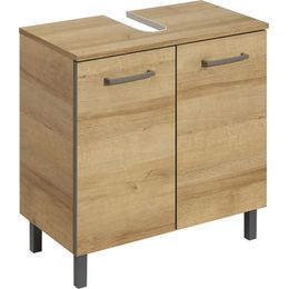 Waschbeckenunterschrank SAPHIR, B:60cm H:62cm T:33cm, braun, Holzwerkstoff, Badezimmer, Schr&auml;nke, "Quickset 919 Unterbeckenschrank, Riviera Eiche