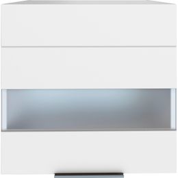 H&auml;ngeschrank KOCHSTATION, B:60cm H:57cm T:34cm, wei&szlig;, MDF, K&uuml;che, Schr&auml;nke, "KS-Luhe", 60 cm breit, hochwertige MDF-Fronten mit Glaseinsatz
