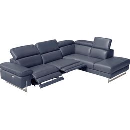 Ecksofa Egoitaliano, B:278cm H:100cm T:221cm, grau, Leder &raquo;BULL&laquo; (echtes Rindsleder). Geschliffenes, pigmentiertes und behandeltes Rindsleder mit