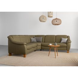 Ecksofa Home Affaire, B:270cm T:250cm, gr&uuml;n, 100% Polyester, Wohnzimmer, Sofas, "Caldera L-Form", Federkern, wahlweise mit Kopfteilverstellung,