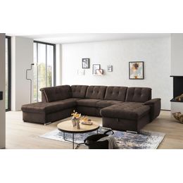 Wohnlandschaft, B:340cm H:92cm T:248cm, braun, exxpo - SOFA FASHION, Sofas, "Durango, aufwendige Sitz- und R&uuml;ckenverarbeitung, bequem, U-Form", inkl.