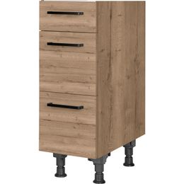 Unterschrank Nobilia, B:30cm H:87cm T:58,3cm, braun, K&uuml;che, Schr&auml;nke, ""Structura", vormontiert, mit h&ouml;henverstellbaren Sockelf&uuml;&szlig;en, in den", Breiten
