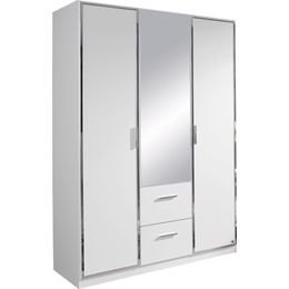 Dreht&uuml;renschrank Rauch, B:136cm H:197cm T:54cm, wei&szlig;, Holzwerkstoff, Schr&auml;nke, "Marl", mit eleganten Chromgriffen sowie Aufleistungen