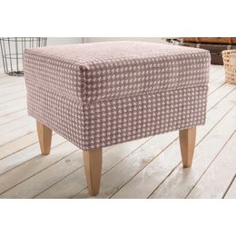 Hocker Home Affaire, B:48cm H:40cm T:48cm, rosa, Strukturstoff Hahnentritt (55% Polyester, 45% Polyacryl), Wohnzimmer, Hocker, "Asino", mit