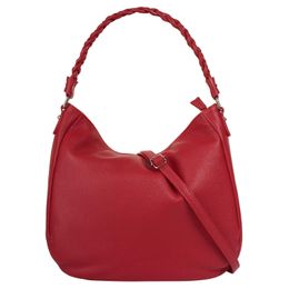 Samantha Look Damen Henkeltasche, rot, Leder, leicht gl&auml;nzend, unifarben, Taschen, echt Leder, Made in Italy