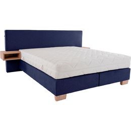 Boxspringbett Alina, B:287cm L:213cm, blau, Chenille GCP (100% Polyester), Jugendzimmer, Komplettbetten, "Daria", integrierte Nachttische und