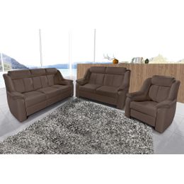 Sit & More Polstergarnitur SIT & MORE, braun, Sitzm&ouml;bel-Sets, "Basel", Set, bestehend aus 3-Sitzer + 2-Sitzer + Sessel