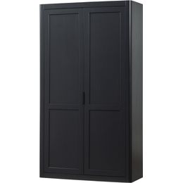 Garderobenschrank Woood, B:120cm H:217cm T:48cmschwarz, Massivholz, Flur, Schr&auml;nke, "Woood GUNNAR STAUSCHRANK KIEFER", Aufbewahrungsschrank aus