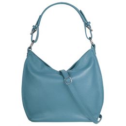 Samantha Look Damen Shopper, blau, Leder, leicht gl&auml;nzend, unifarben, Taschen, echt Leder, Made in Italy