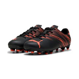 Puma M&auml;dchen Fu&szlig;ballschuh "ATTACANTO FG/AG JR", Gr. 33, schwarz, Synthetik, Schuhe, mit dynamischem Grafikprint, mit Schn&uuml;rung, aus Synthetik