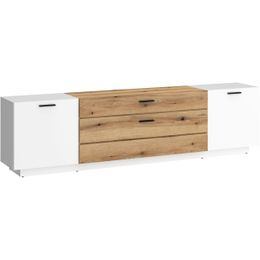 Lowboard Home Affaire, B:201,5cm H:55,5cm T:41,6cmalpinwei&szlig;, coast evoke eiche, Spanplatte, Wohnzimmer, Sideboards, "Dalano", Breite ca.202 cm