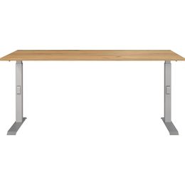 Schreibtisch Germania, B:160cm H:91cm T:80cm, silber, B&uuml;ro, Tische, "Downey", h&ouml;henverstellbar von 68-91 cm, verf&uuml;gbar in verschiedenen Breiten