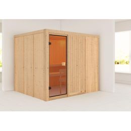 Karibu Sauna "Nybro", (ohne Ofen), beige, Saunen, inklusive Ofenschutzgitter und T&uuml;r