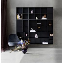 B&uuml;cherregal, B:207cm H:207cm T:27cm, schwarz, HAMMEL FURNITURE, Holzwerkstoff, Massivholz, Wohnzimmer, Regale, "Mistral Kubus", Kombination aus 9