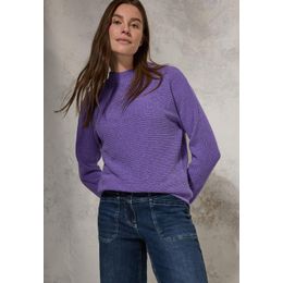 Cecil Damen Stehkragenpullover, lila, Gr. XXL, unifarben, Stoff, 68% Polyester, 32% Baumwolle, Pullover, mit Turtleneck