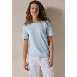 Cecil Damen T-Shirt, blau, Gr. XXL, unifarben, Web, 69% Baumwolle, 29% Polyester, 2% Elasthan, Shirts, aus Baumwolle mit Stretchante