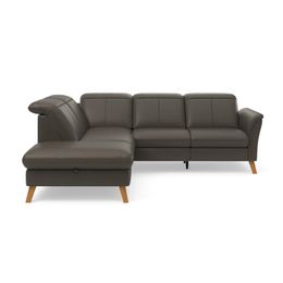 Sit & More Ecksofa SIT & MORE, B:250cm H:91cm T:220cm, grau, 100% Polyester, Wohnzimmer, Sofas, "Romero L-Form", wahlweise mit oder ohne TV-Funktion,
