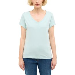 Mustang Damen Kurzarmshirt "Damen Style Beverly", blau, Gr. XS, Jersey, 100% Baumwolle, Shirts