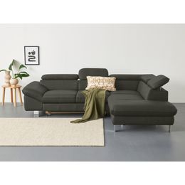 Ecksofa COTTA, B:268cm H:73cm T:214cm, gr&uuml;n, Kunstleder SOFTLUX;LEDER BEEFY (ein abgedecktes Spalt-Rindsleder) im Sitz und R&uuml;cken (Korpus in
