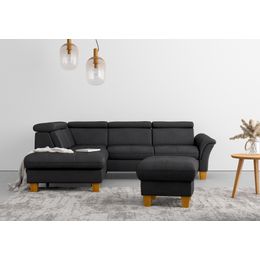 Ecksofa Home Affaire, B:249cm H:84cm T:217cm, grau, 100% Polyester, Wohnzimmer, Sofas, "Lindgren L-Form", wahlweise mit TV-Funktion, Stauraum und
