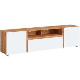 Lowboard Home Affaire, B:200,7cm H:52,5cm T:39,6cmeiche kraft gold, wei&szlig; alpin, Holzwerkstoff, MDF, Wohnzimmer, Sideboards, "Morongo", Breite ca. 201