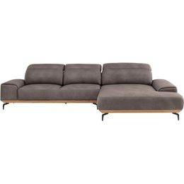 Wohnlandschaft Musterring, B:342cm T:207cm, grau, Sofas, "MR 2490 Ecksofa mit erstklassigem Sitzkomfort, Long-Life-Leder", Fu&szlig; Schwarz, Sitzh&ouml;he
